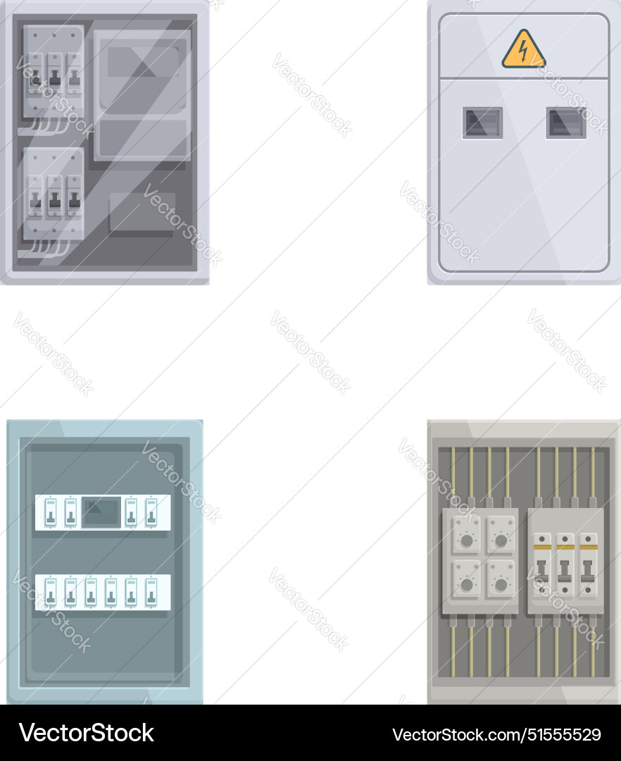 Set of electrical panels and switches Royalty Free Vector