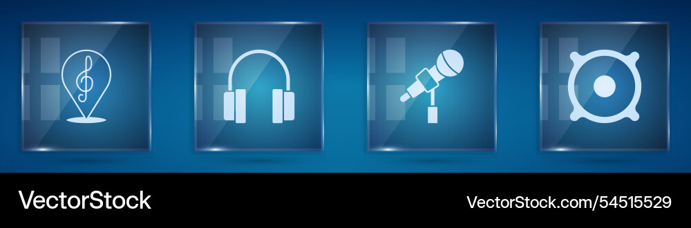 Set treble clef headphones microphone and stereo Vector Image