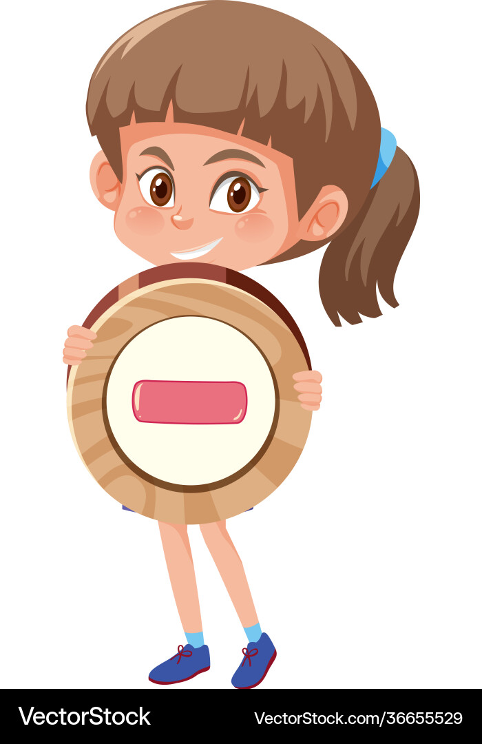 Student girl holding basic math symbol or sign Vector Image