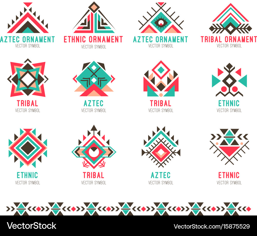 Tribal Aztec Pattern Set Royalty Free Vector Image