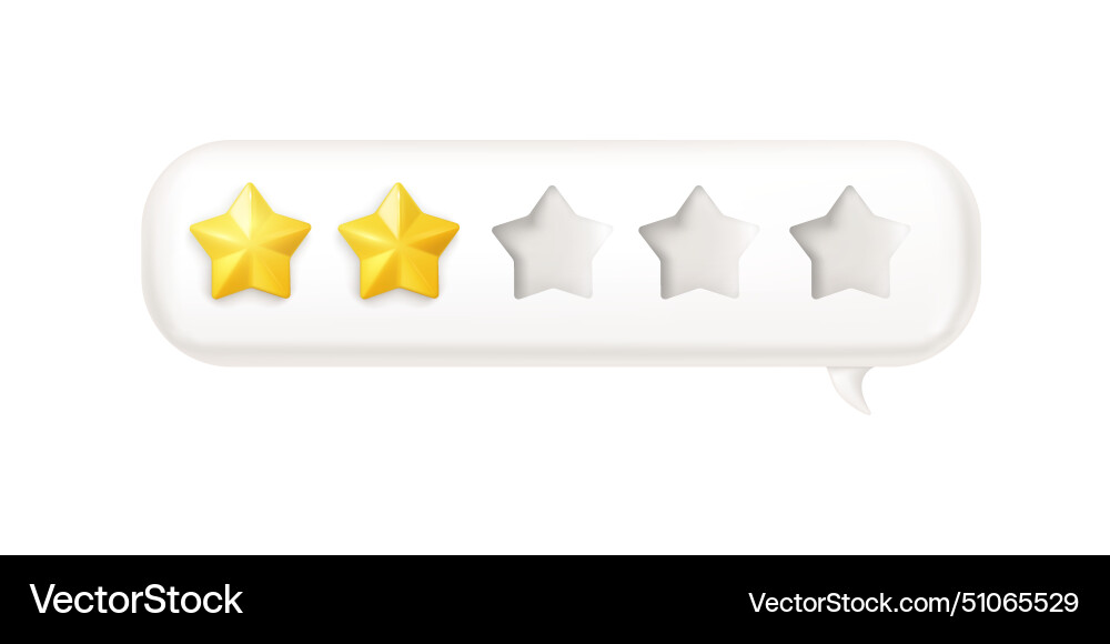 Visualization of two stars out five in 3d Vector Image