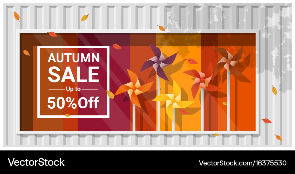 Autumn sale window display Royalty Free Vector Image