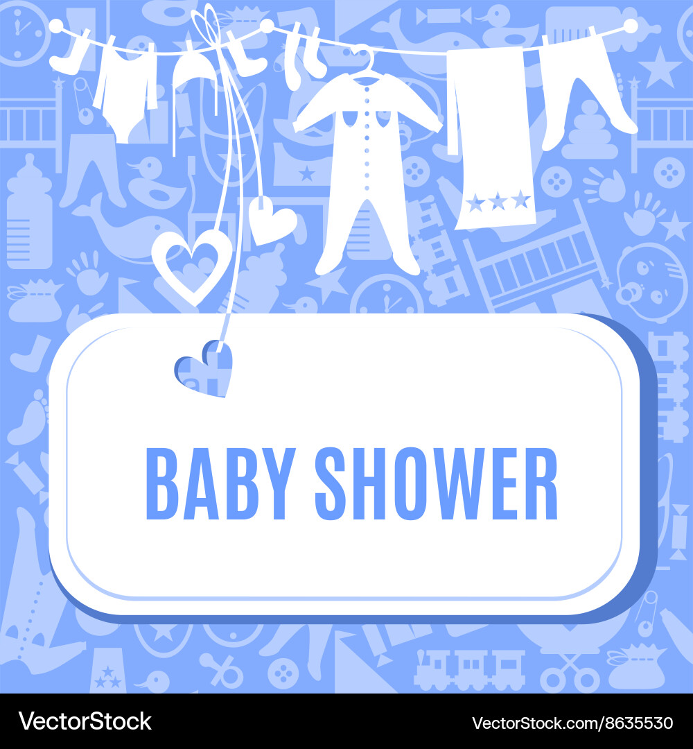 Baby shower card in blue and pink color Royalty Free Vector