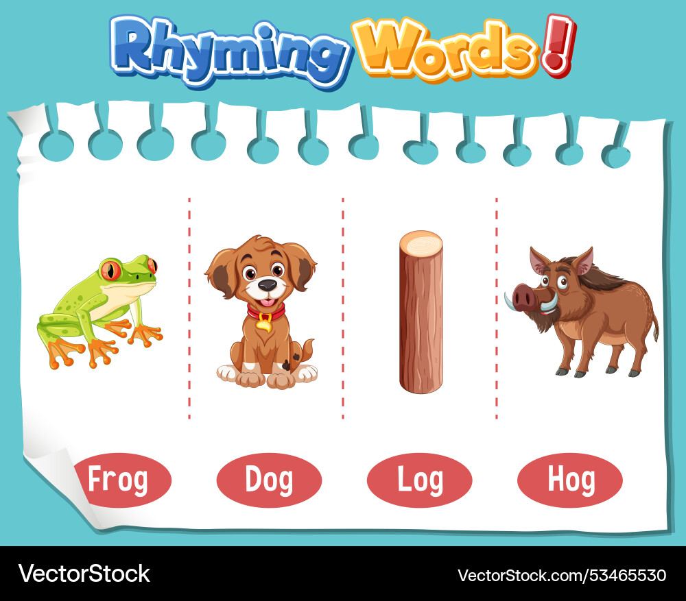 Rhyming words with images Royalty Free Vector Image