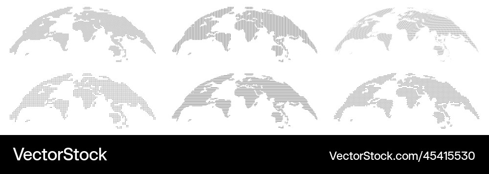 Rounded globe world map with continents Royalty Free Vector