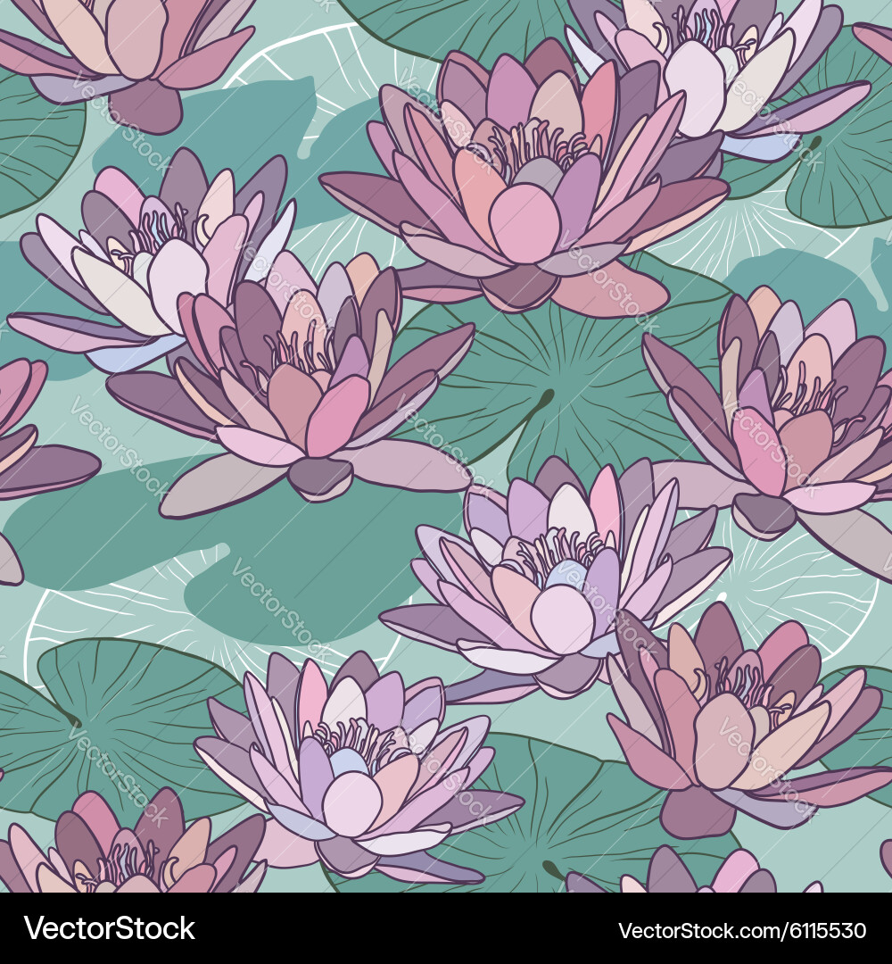 Seamless pattern with lotus flowers Royalty Free Vector