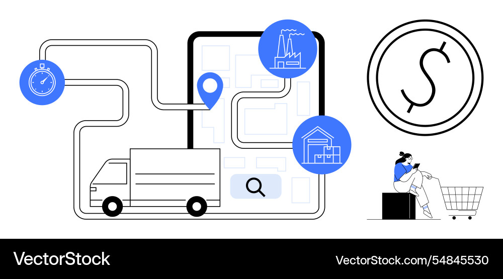 Supply chain logistics route planning timely Vector Image