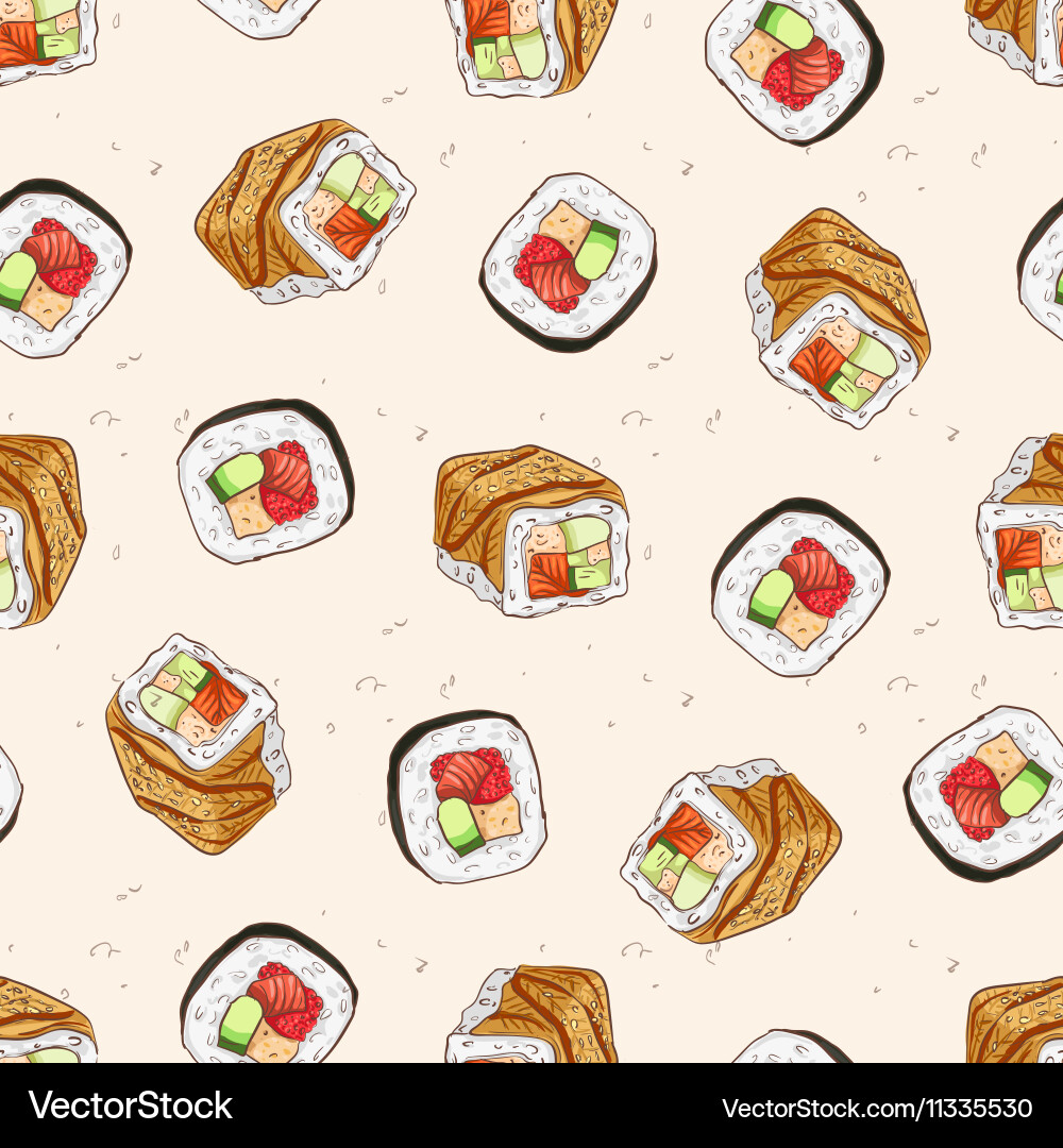 Sushi seamless pattern Royalty Free Vector Image