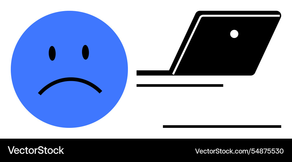 Technology frustration concept featuring sad face Vector Image