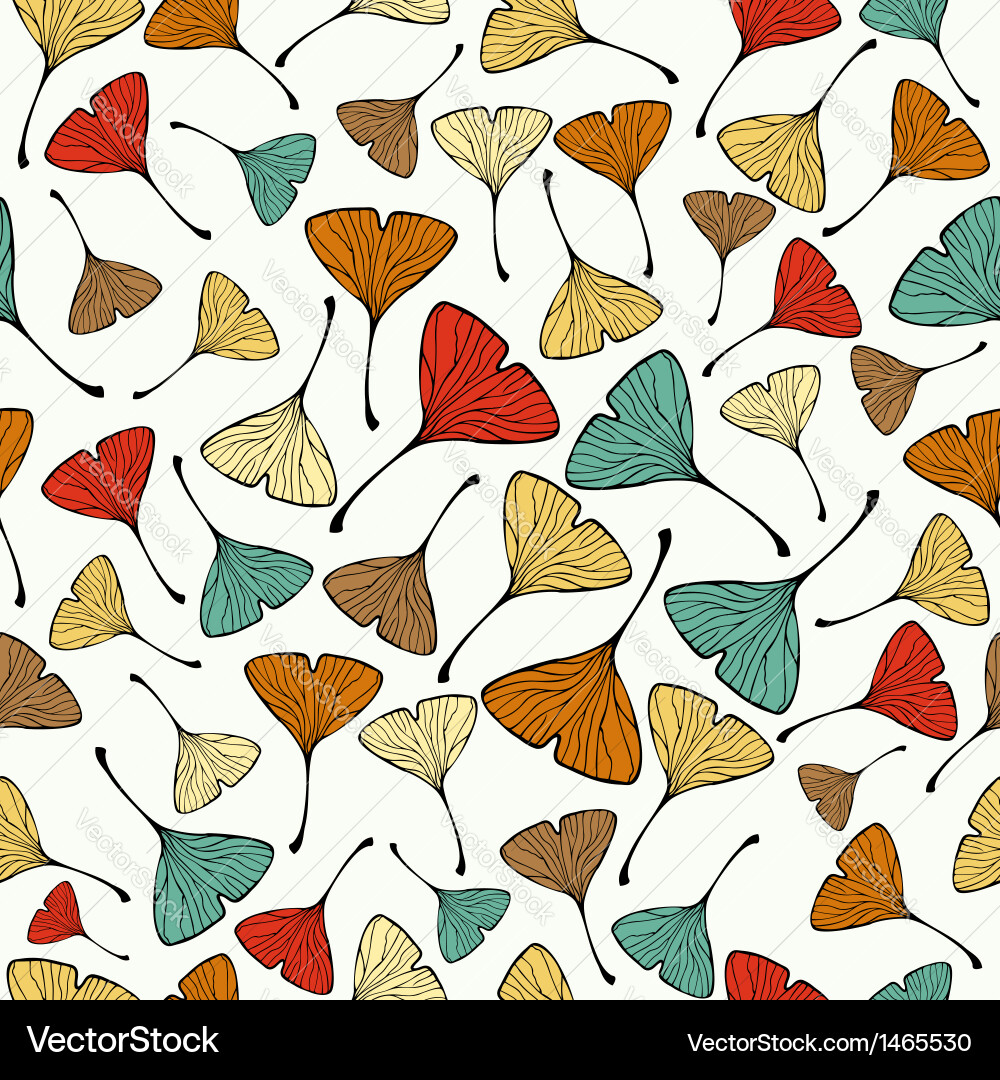 Vintage ginko biloba leaf pattern Royalty Free Vector Image
