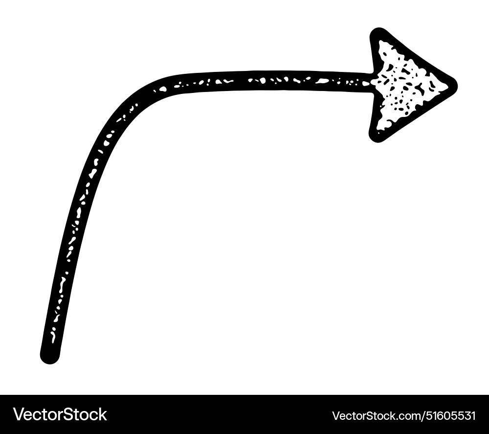Black textured rightward bent arrow Royalty Free Vector