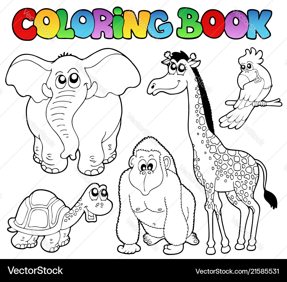 Coloring book tropical animals 2 Royalty Free Vector Image