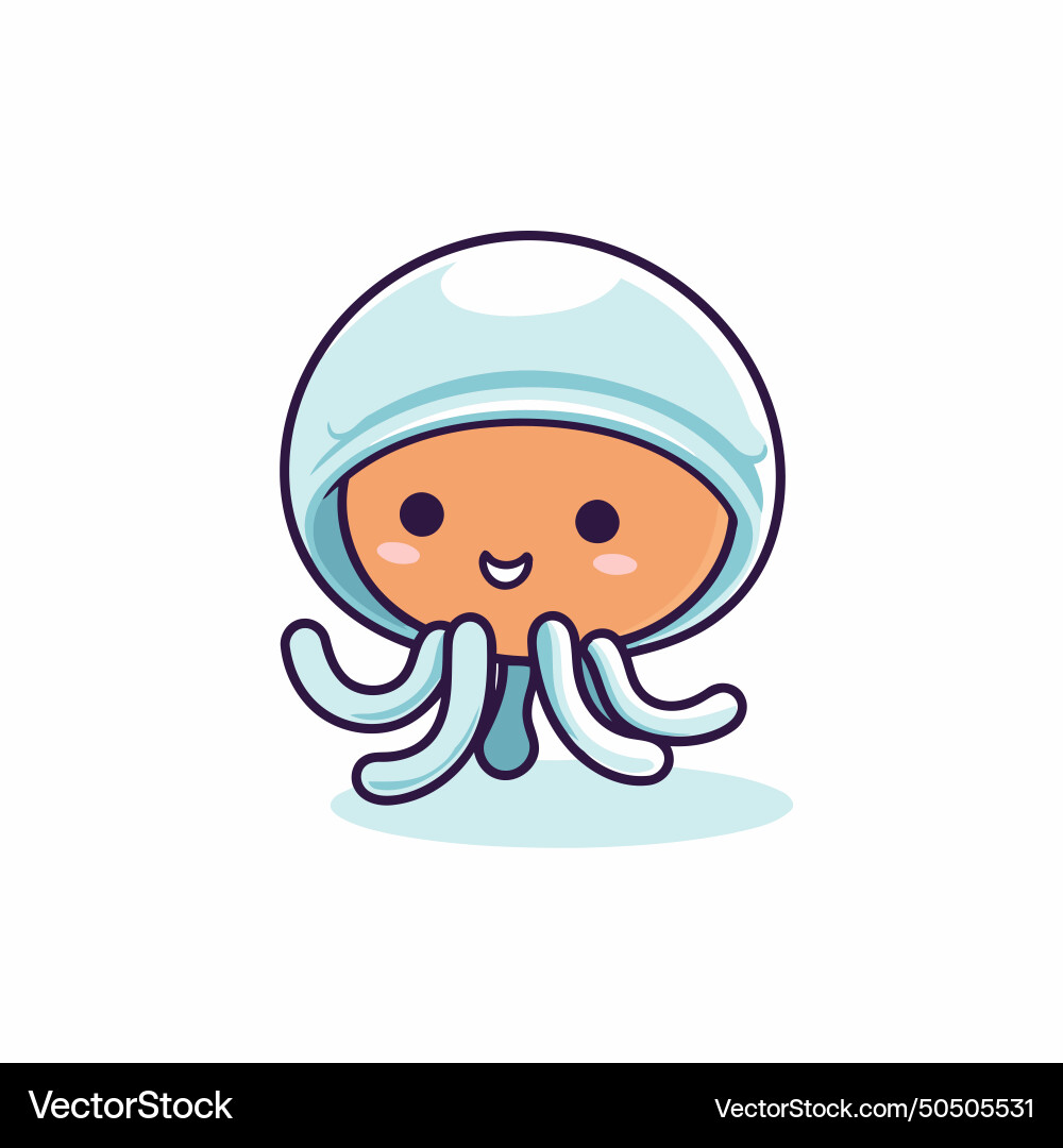 Cute cartoon octopus character in flat style Vector Image