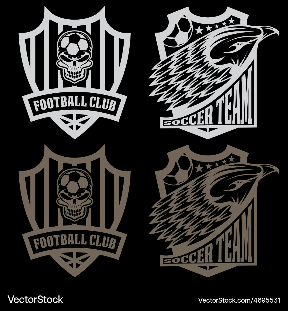Football team crest set with eagle and skull Vector Image
