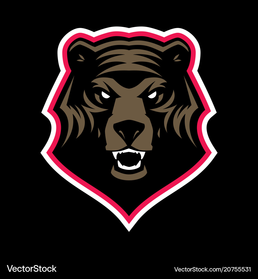 Grizzly bear head mascot Royalty Free Vector Image