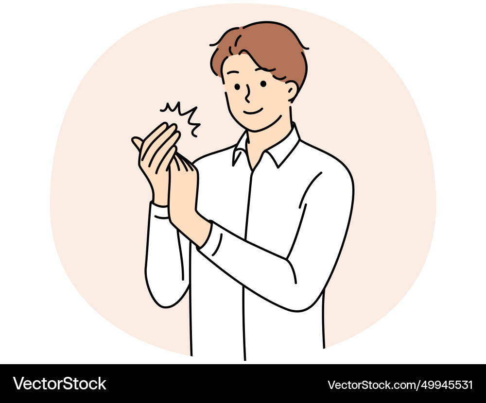 Smiling man clap hands Royalty Free Vector Image