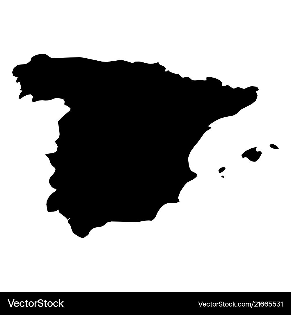 Spain - solid black silhouette map of country area