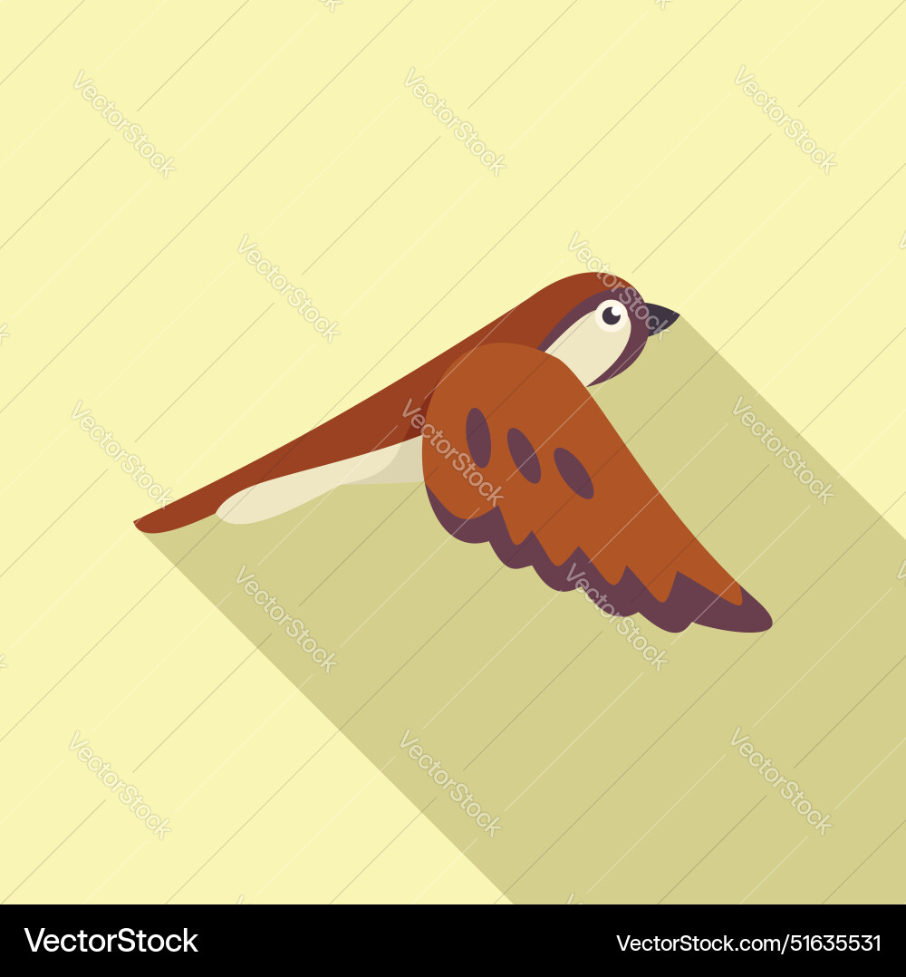 Sparrow flying with spread wings minimalist Vector Image