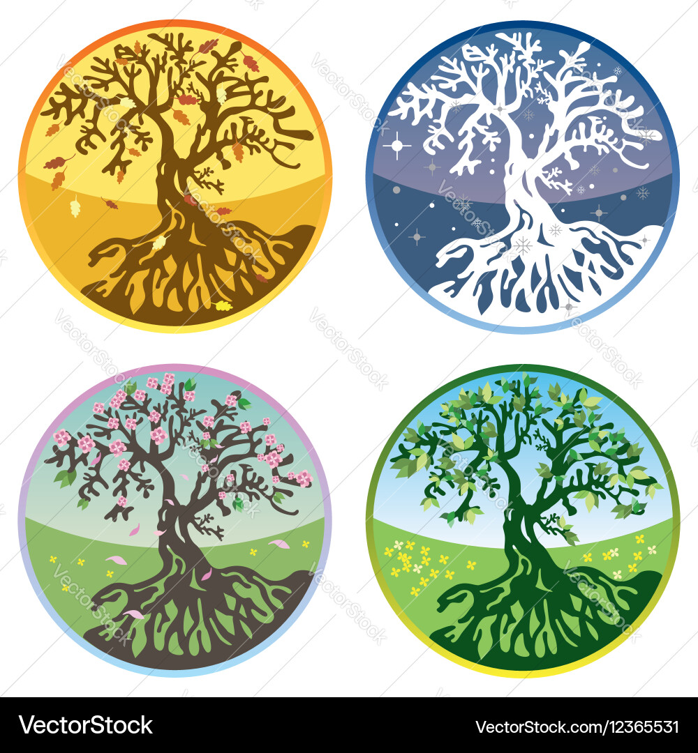 Four Seasons Of The Year Clip Art Four Seasons Tree PNG Transparent