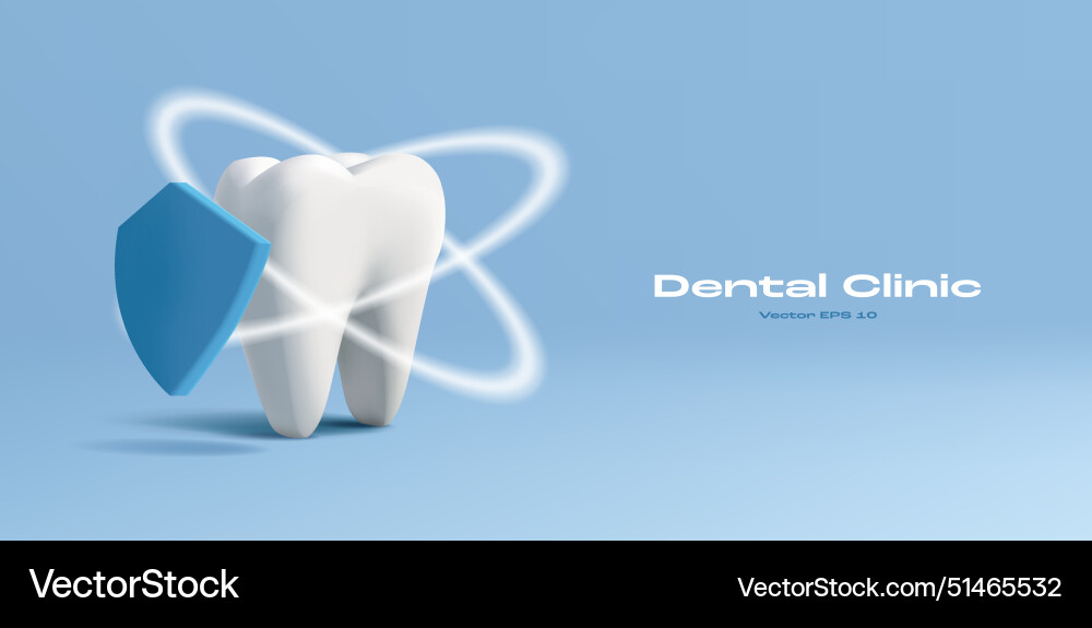 3d of a tooth with shield icon and protective Vector Image