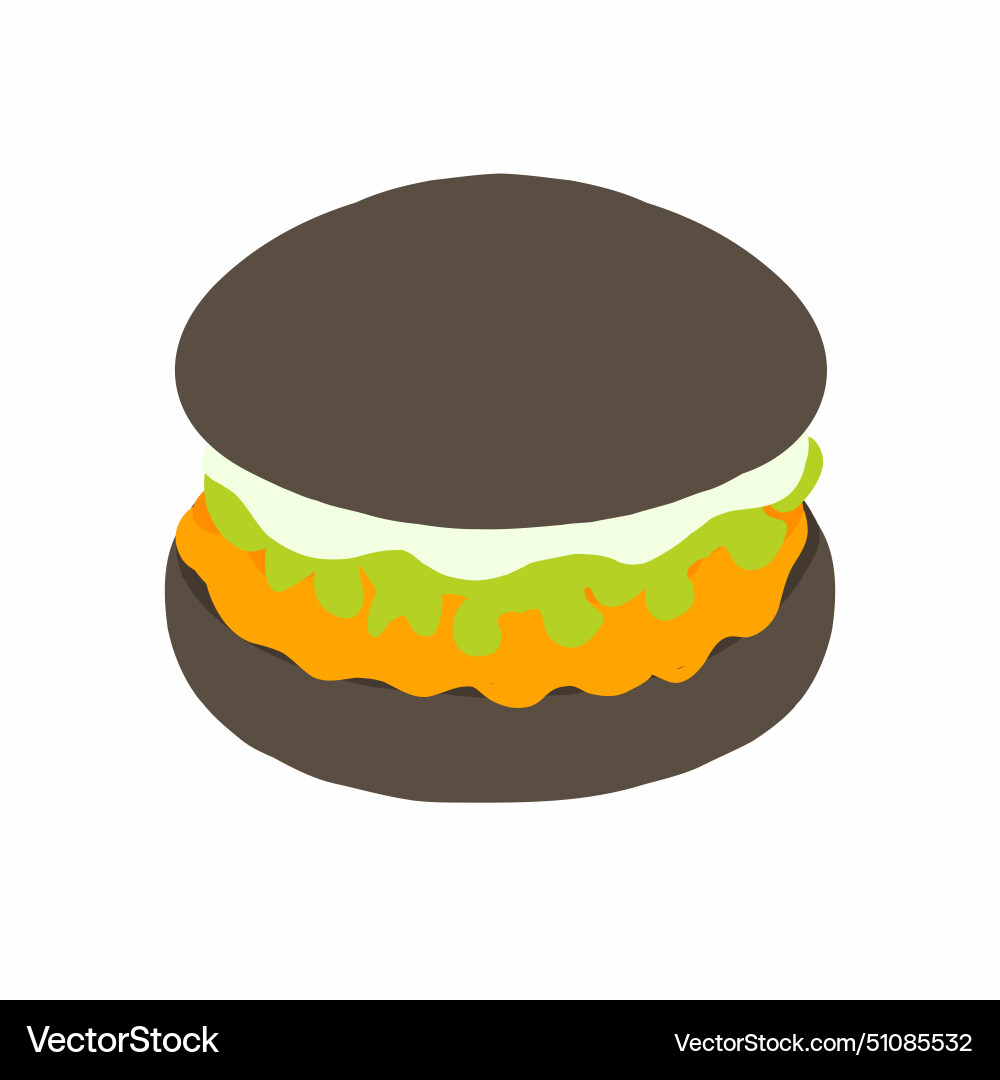 Chicken burger with sauce and fresh sliced Vector Image