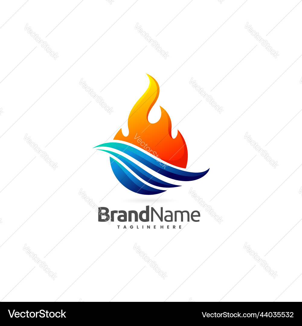 Hvac logo with fire and air sign Royalty Free Vector Image