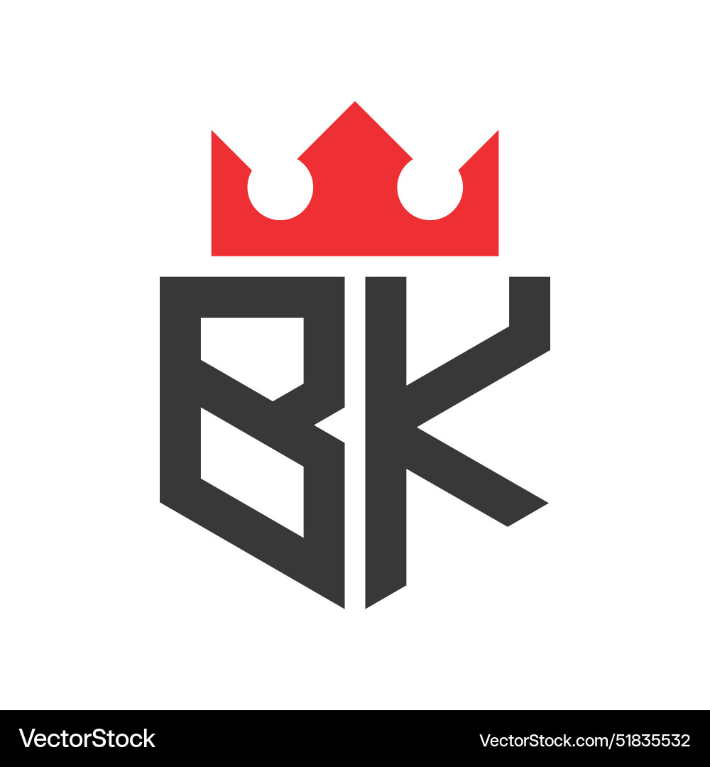 Letter bk crown logo crown on letter bk logo Vector Image