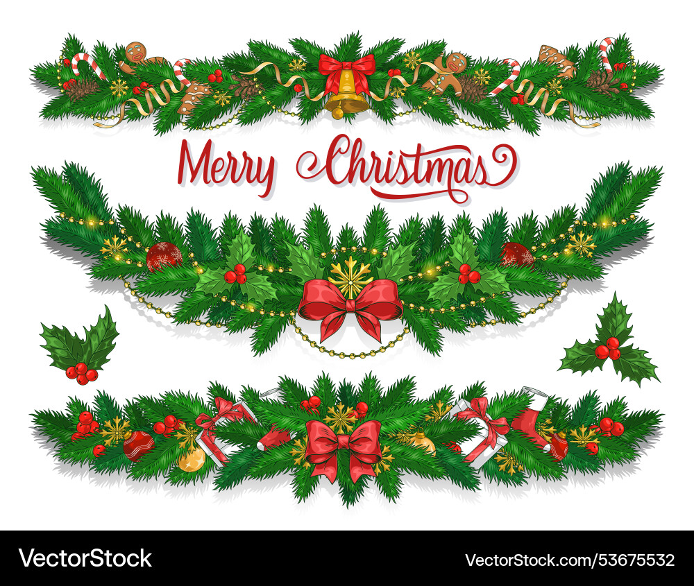 Merry christmas set emblems colorful Royalty Free Vector