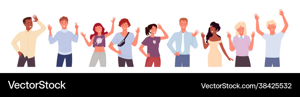 People greeting and waving hand Royalty Free Vector Image