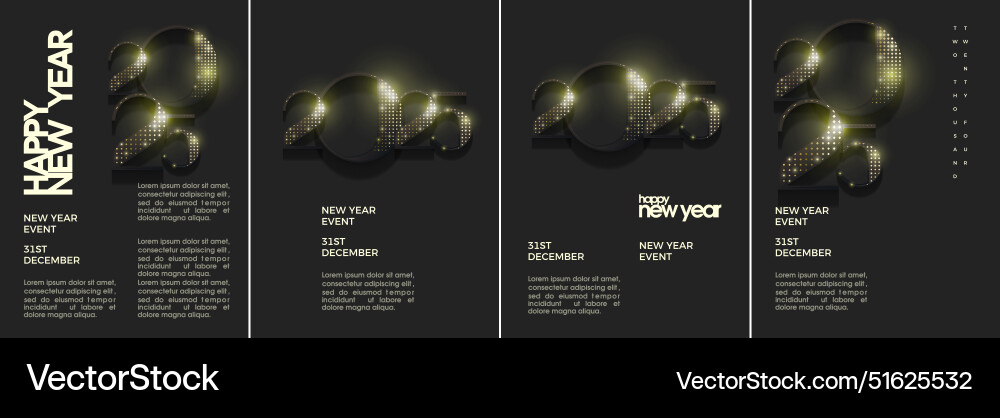 Premium set poster design happy new year 2025 Vector Image