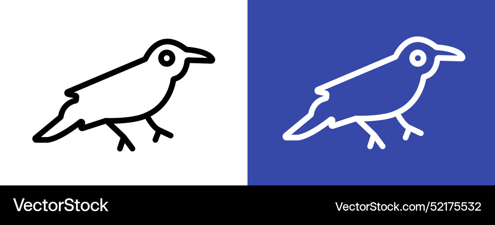 Raven logo sign set outline Royalty Free Vector Image