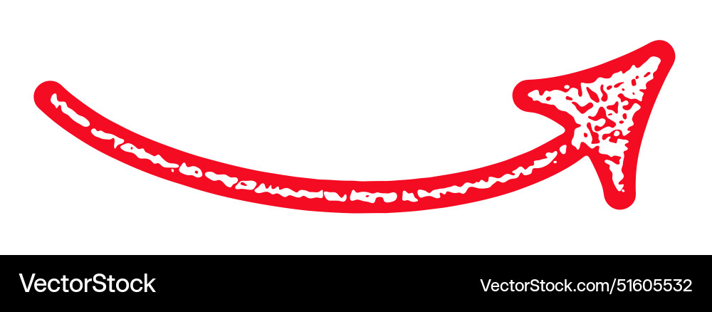 Red textured upward bent arrow Royalty Free Vector Image