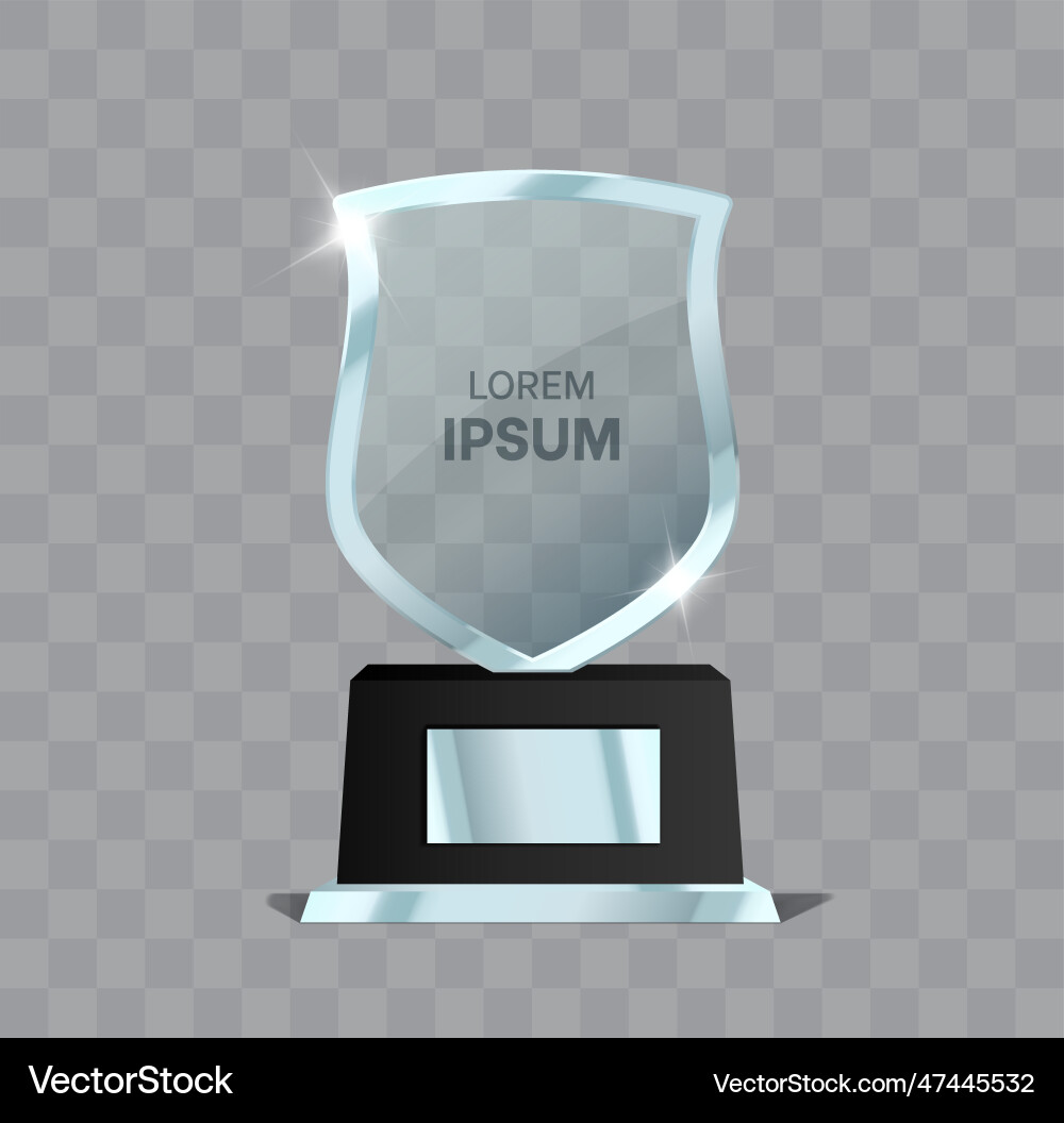 Trophy award isolated transparent glass prize Vector Image