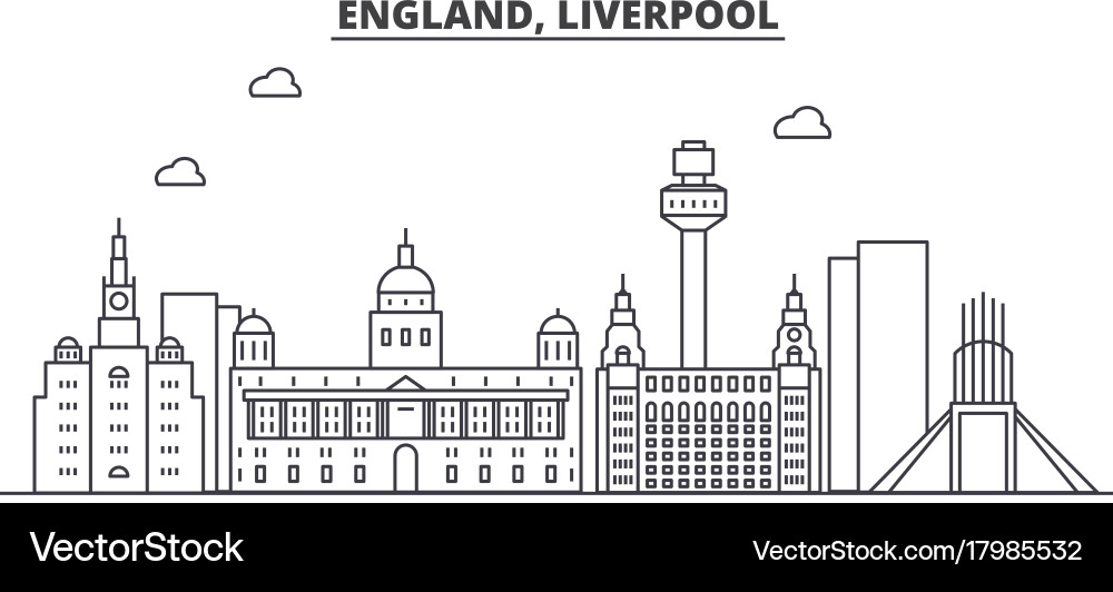 Uk liverpool architecture line skyline Royalty Free Vector
