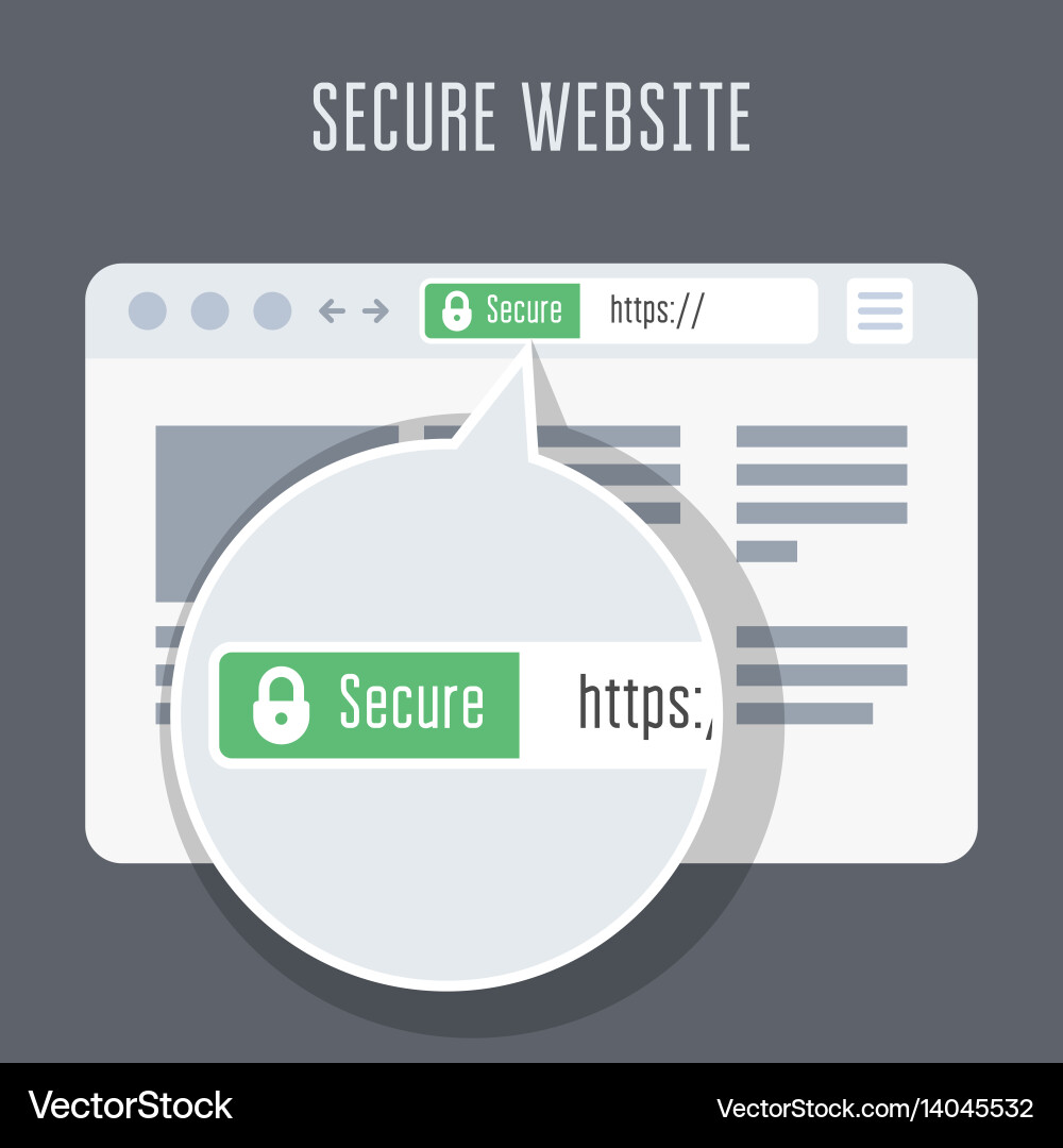 Website with ssl certificate - green address bar Vector Image