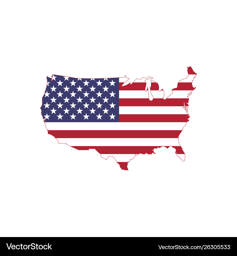 American flag on map usa Royalty Free Vector Image