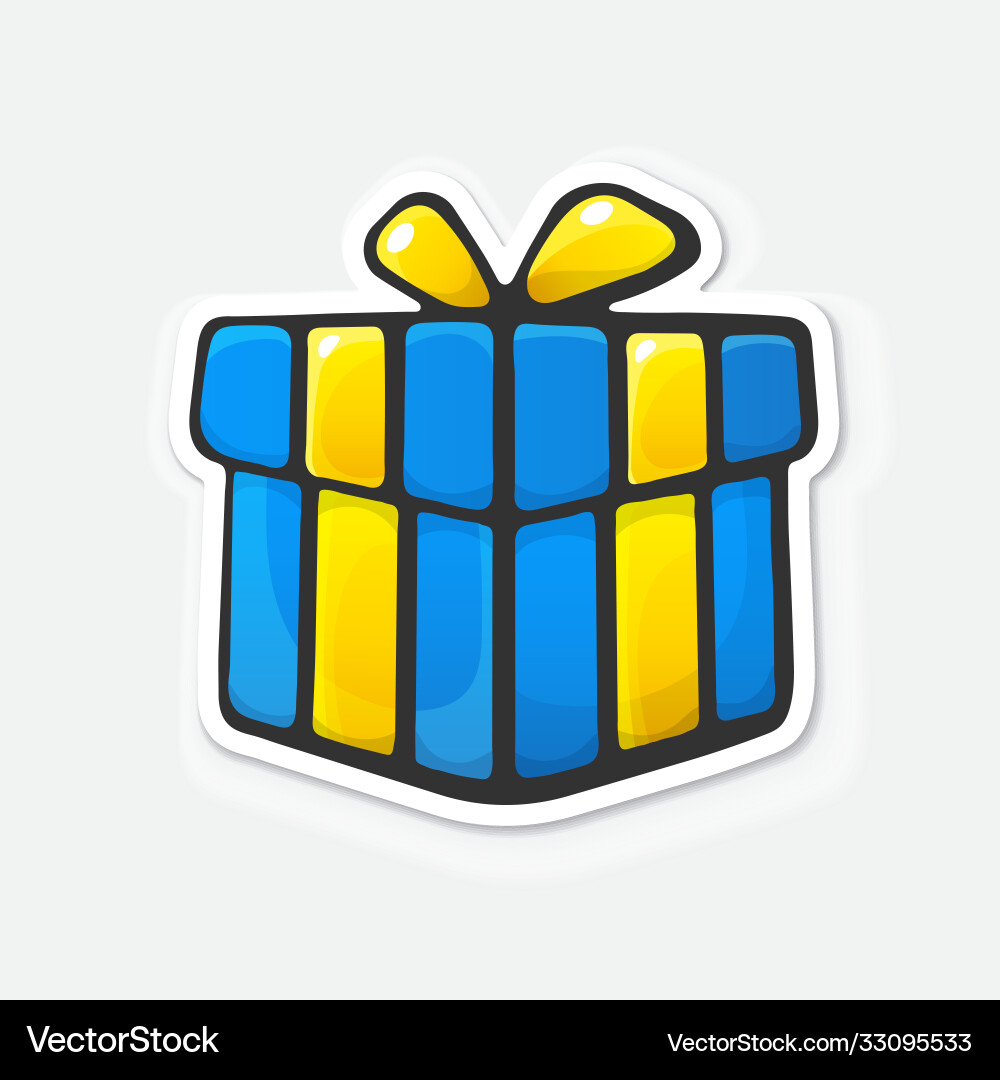 Cartoon sticker with gift box in comic style Vector Image