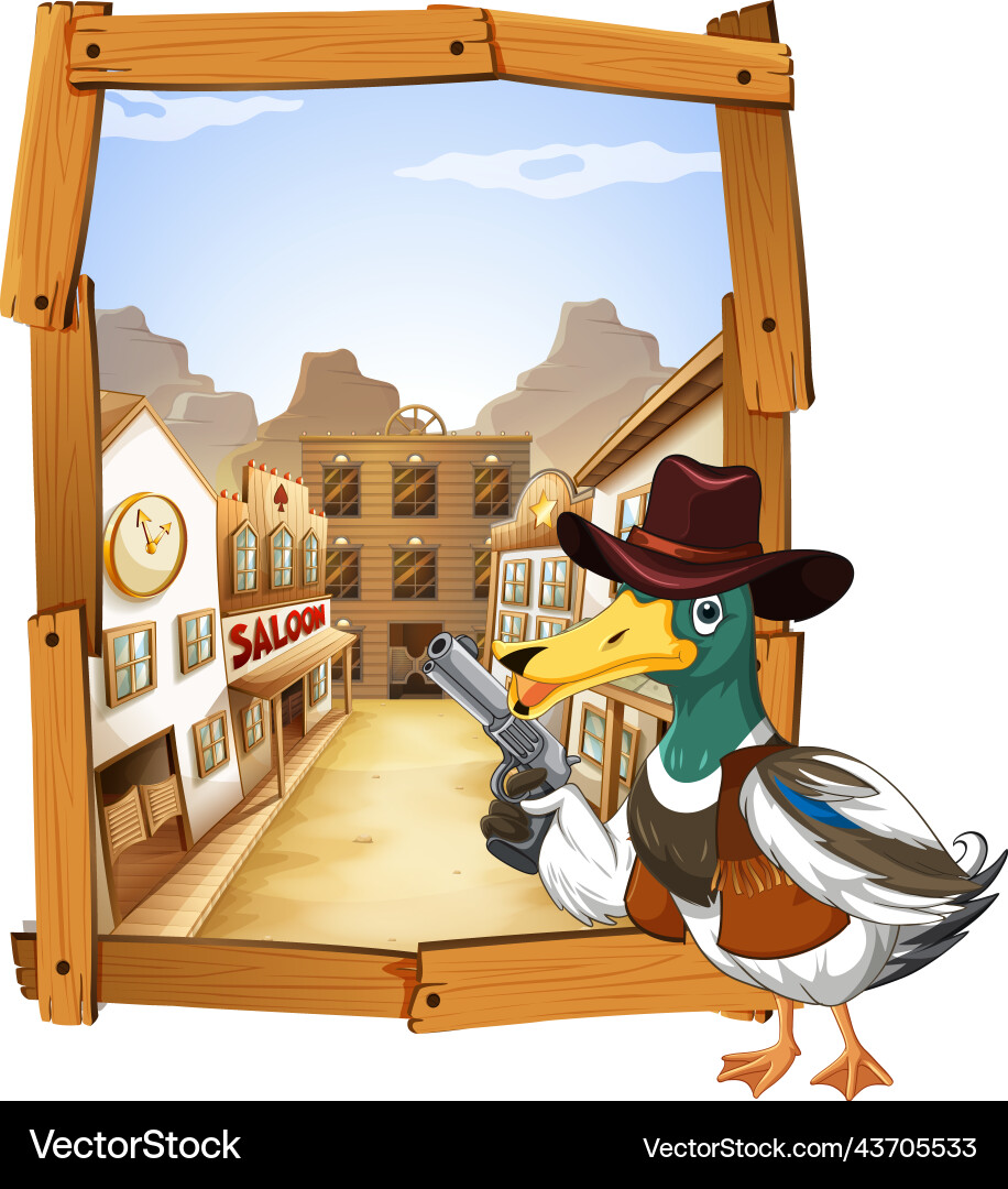 Cowboy duck cartoon character Royalty Free Vector Image
