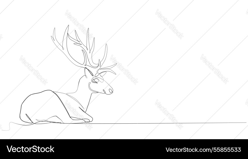 Deer line art icon continuous one drawing Vector Image