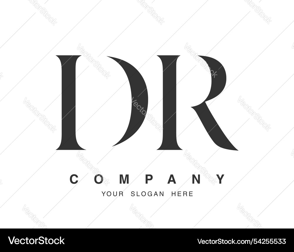 Dr logo design initial letter d and r serif font Vector Image