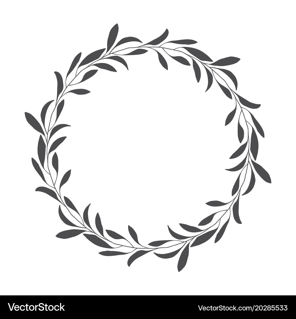 Floral Wreath with Leaves Royalty Free Vector Image