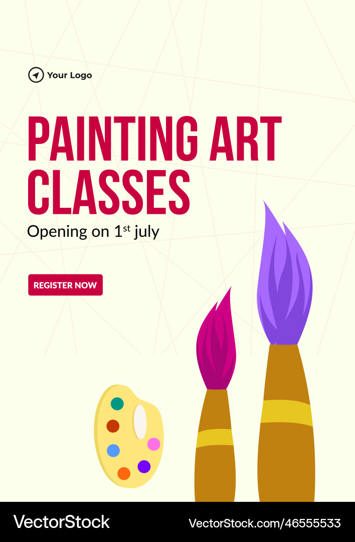 Flyer design of painting art classes template Vector Image