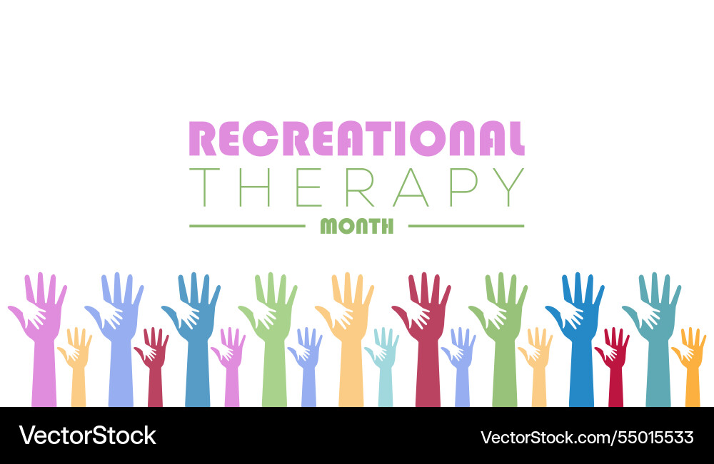 Recreation therapy month Royalty Free Vector Image
