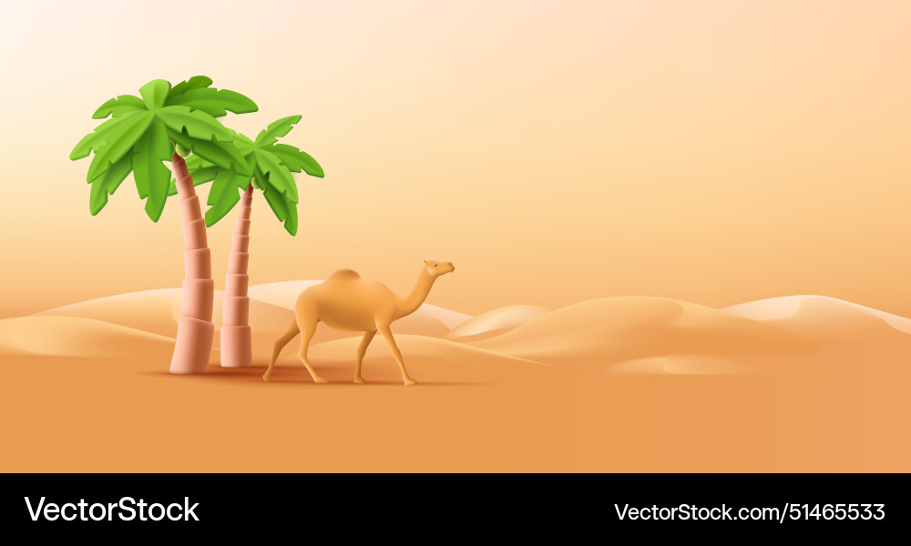 Sahara desert landscape background with palm Vector Image