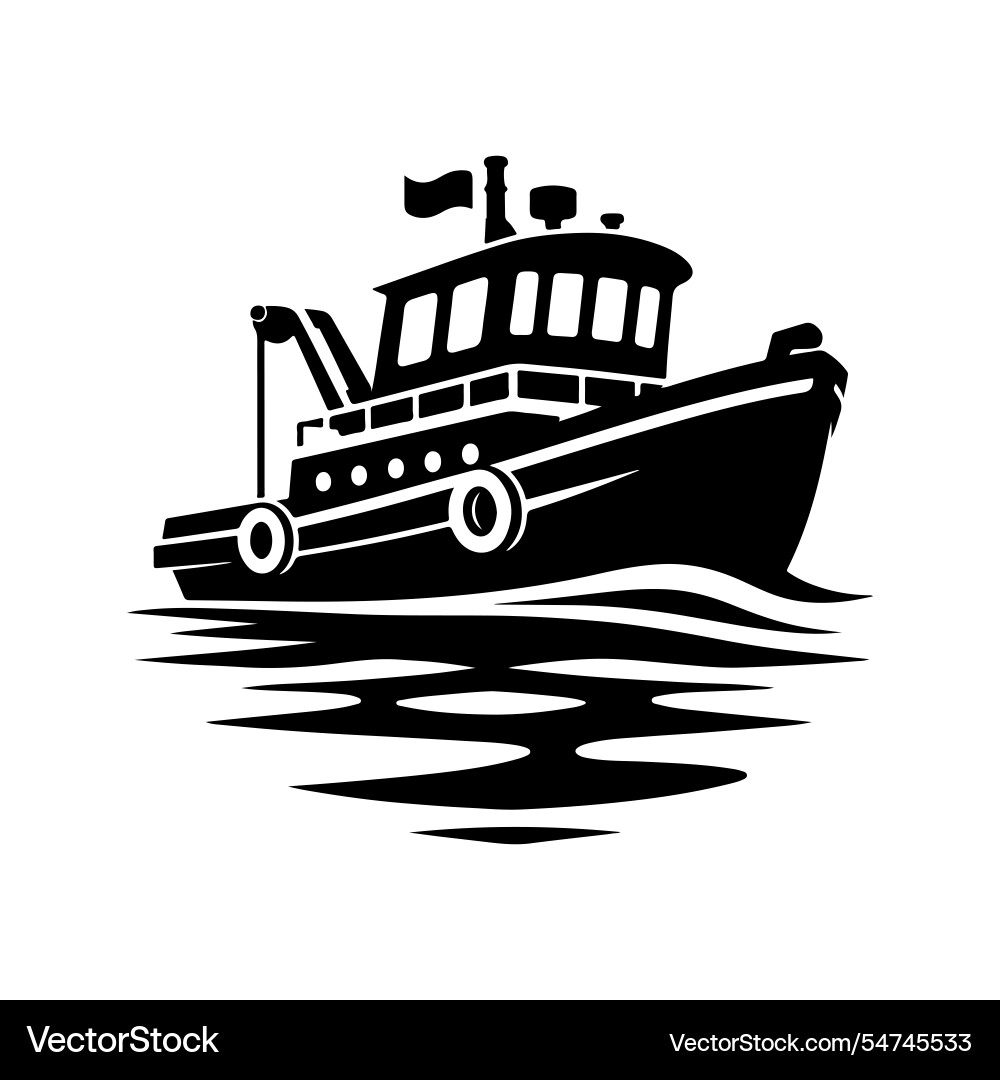 Towboat silhouette perfect for nautical designs Vector Image