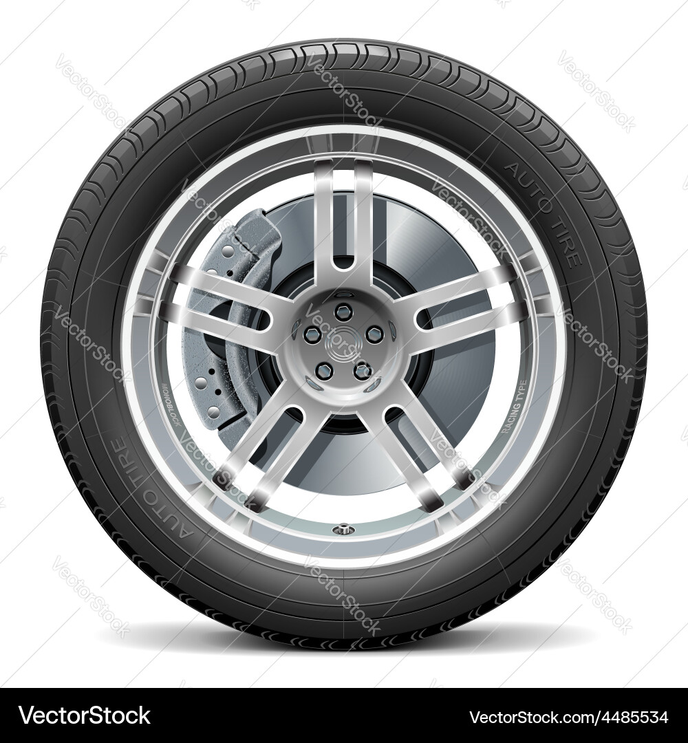 Car wheel with disk brake Royalty Free Vector Image