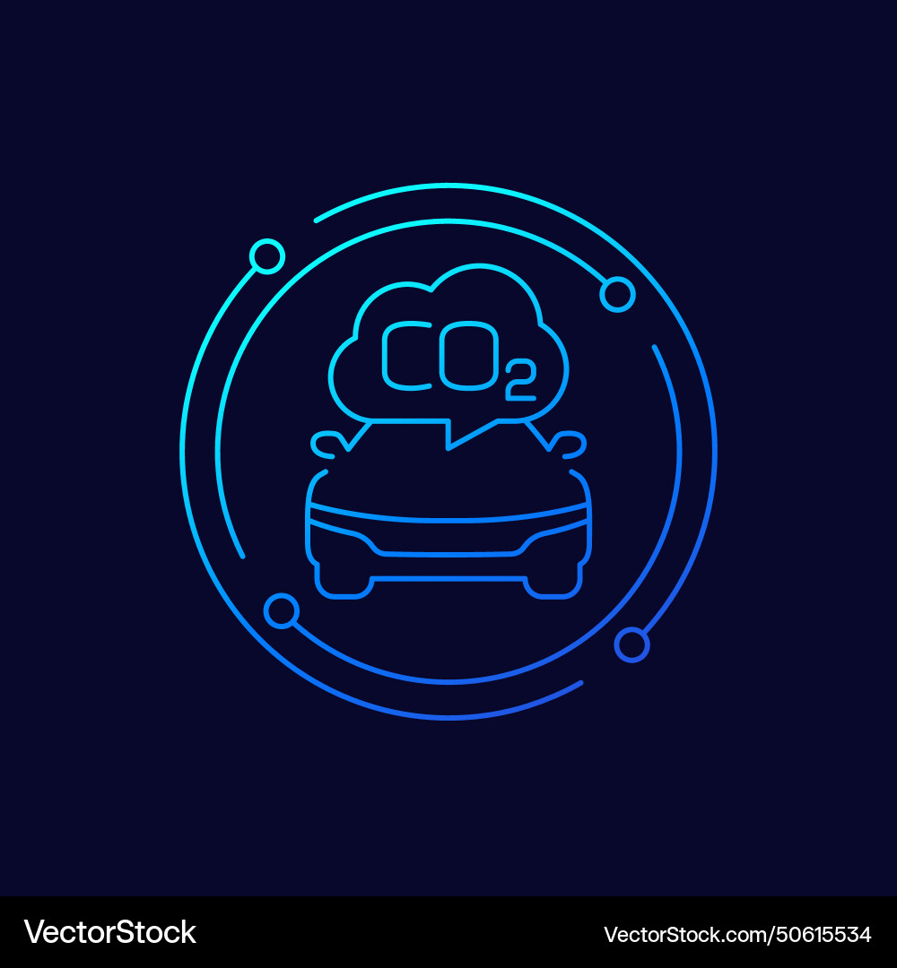 Carbon emissions of a car icon linear design Vector Image
