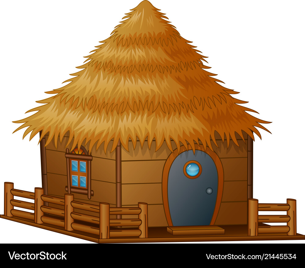 Cartoon hut on a white background Royalty Free Vector Image