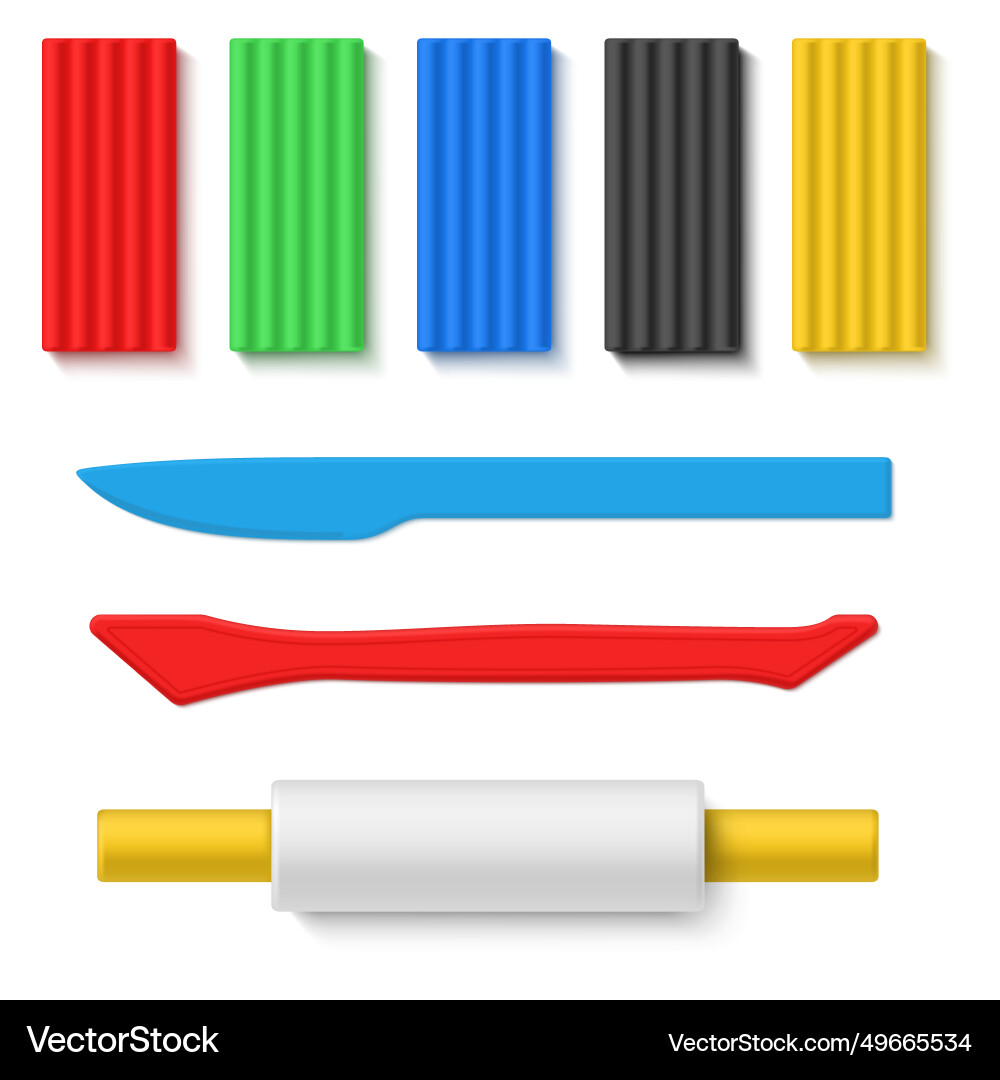 Children s colored plasticine with tools modeling Vector Image
