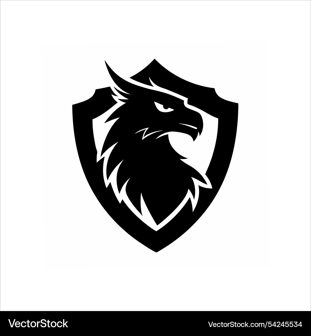 Griffin head shield silhouette mascot logo design Vector Image